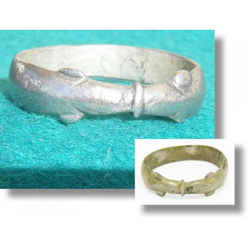 Roman Silver Dolphin Naval Ring